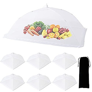ZMCINER 7 Pack Food Tents Food Covers for Outdoors Mesh Screen Include 1 Extra Large (40"X 24") & 6 Standard (17"X 17") Collapsible and Reusable Mesh Food Covers for Outside, BBQ Party Supplies, Fruit Cover