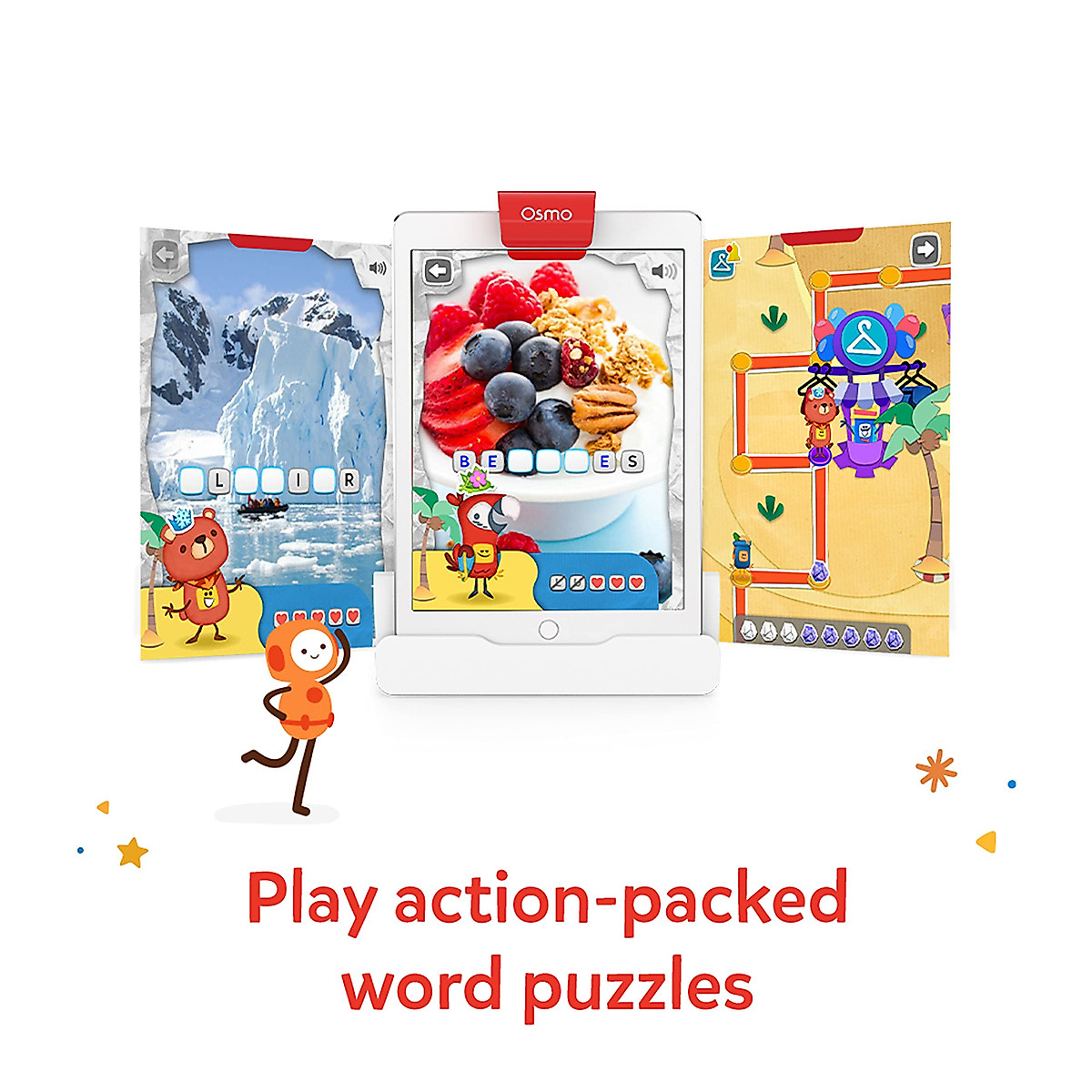 Osmo - Genius Words for iPhone, iPad & Fire Tablet - Ages 6-10 - Interactive Letter Recognition,Phonics,Sight Words & Spelling - Educational Learning Games - STEM Toy - Boy & Girl (Osmo Base Required)