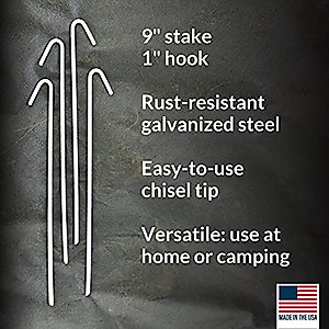 Pinnacle Mercantile 30 Pack Tent Stakes Metal Garden Edging Fence Hooks Pegs Christmas Decoration Stakes Made USA 9 inches Long