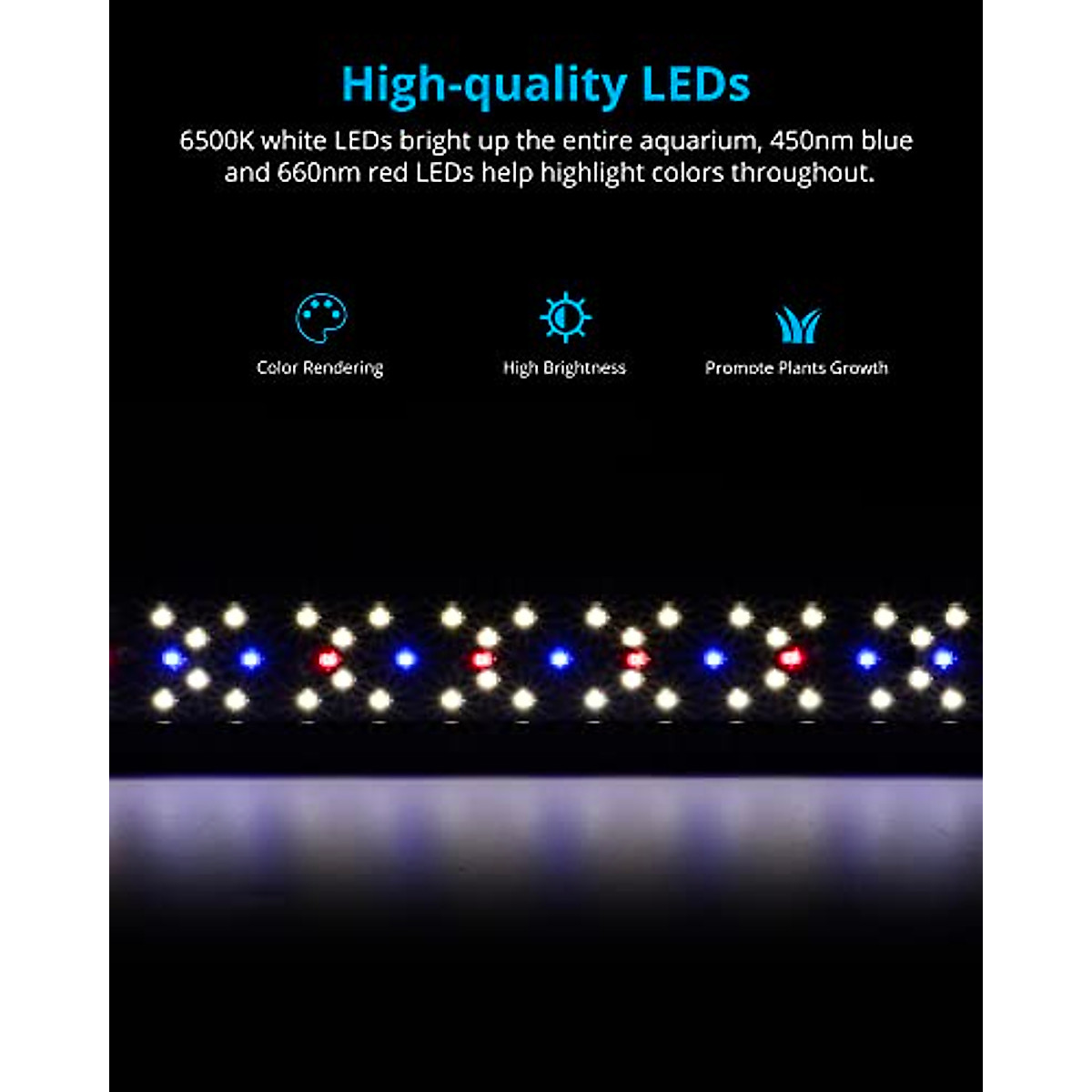 NICREW SkyLED Plus Aquarium Plant Light, Freshwater Fish Tank Light with Ramp Up and Dim Down, Spectrum Adjustable and Lighting Schedule Programmable with Controller, 18-24 Inches, 18 Watts