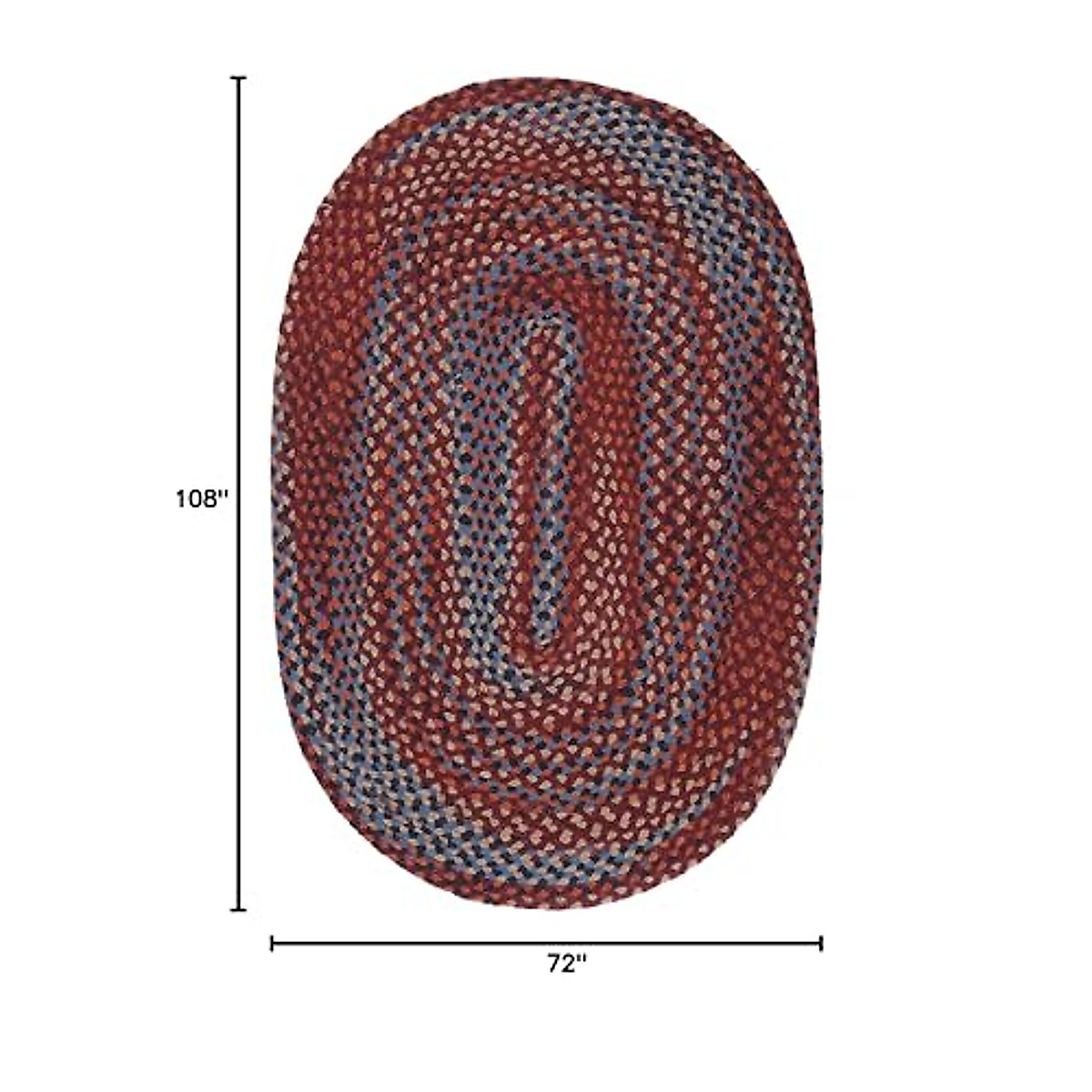 SAFAVIEH Braided Collection Area Rug - 6' x 9' Oval, Blue & Rust, Flat Weave Reversible Cotton Design, Easy Care, Ideal for High Traffic Areas in Living Room, Bedroom (BRD257P)