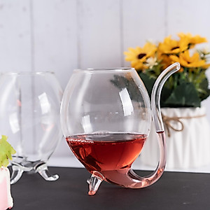 INTOWALK Vampire Wine Glass Cup With Built-in Straw Creative Fancy Fun Cocktail Glasses for Juice, Wine (300ml/10oz) - 2 Pack