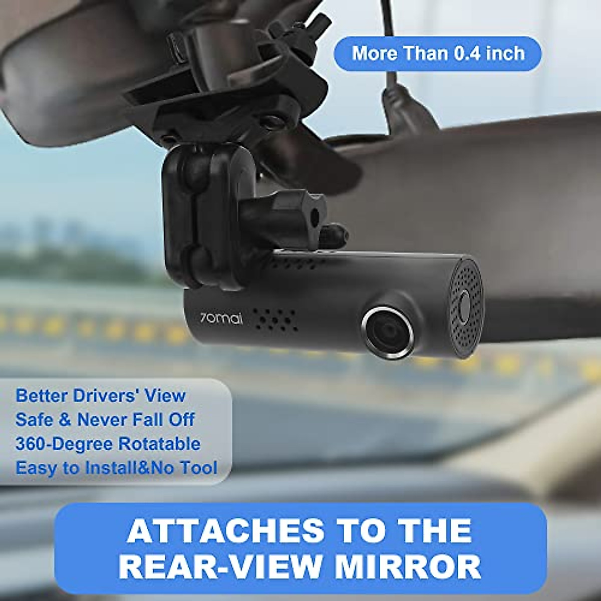 ChengFu Dash Cam Mount, Dash Cam Mirror Mount, Car Dash Cam Mount, Dash Cam Mount Rear View Mirror Holder, Compatible with 70mai Smart Dash Cam 1S