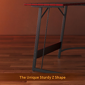 BANTI L Shaped Gaming Computer Office Desk, 47" Corner Desk with Monitor Stand for Home Office Study Writing Workstation, Black Carbon Fiber