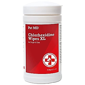 Pet MD XL Topical Wipes with Aloe for Dogs and Cats - Topical Wipes for Cleansing of Skin and Coat for Pets - 70 XL Wipes