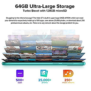 Ulefone Unlocked Smartphones, Note 6T Latest Android 12 3GB+64GB Cell Phone, 6.1" HD+ Screen, 3300mAh Battery, 13MP+5MP Dual Camera, Global Unlocked Dual SIM 4G Android Phone, GPS,FM,Face ID