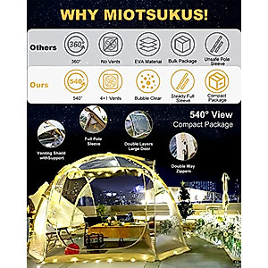 Transparent Outdoor Tent, Larger Space with 88.5ft2, 10' x 10' Portable Clear Screen House, 4-6 Person Shelter, Clear Pod, Canopy Gazebo for Patios, Backyards, Camping