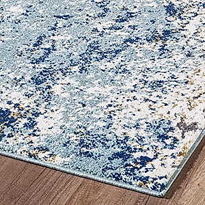 Persian Rugs 6490 Blue 8 x 11 Abstract Modern Area Rug