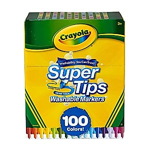 Crayola Super Tips Marker Set (100 Count), Washable Markers, Kids Gifts for Girls & Boys