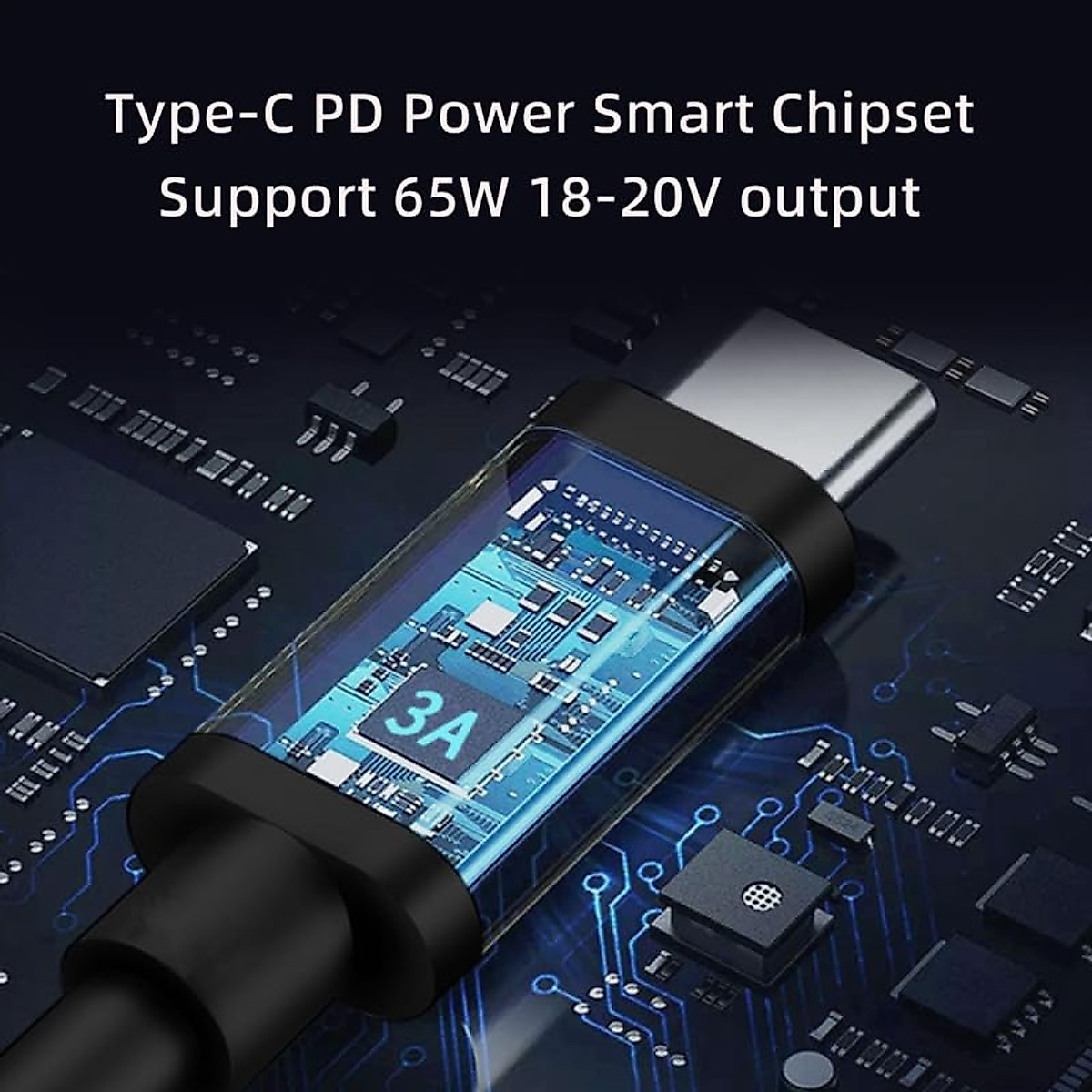 CY Cable Type C USB-C Input Source 65W to DC 4.0x1.3mm Power Charge Cable 19.5V Compatible with Laptop 18-20V