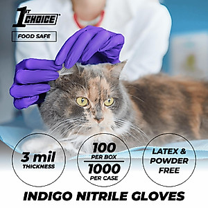1st Choice Nitrile Disposable Gloves, 3 Mil Indigo Box of 100 Small Nitrile Gloves Disposable Latex Free - Medical Gloves