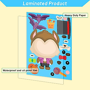 48 Pcs Make Your Own Halloween Sticker Sheets for Kids Home Classroom Party Favor Games Art Craft School Rewards