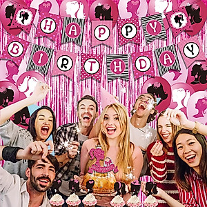 Hot Pink Girl Party Decorations Suitable for Birthday Party Decoration, Birthday Party Supplies Suitable for Hot Pink Girl Party Theme Include Balloons (BB Birthday Decoration)