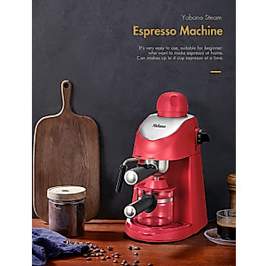 Yabano Espresso Machine, 3.5Bar Espresso Coffee Maker, Espresso and Cappuccino Machine with Milk Frother, Espresso Maker with Steamer (Red)