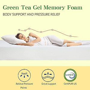 HWGEBY Bed Full Size Matress, Full Size Memory Foam Mattress for Cool Sleep, Double Bed Mattress Green Tea Mattress, Cool Gel Memory Foam Mattress with Soft Cloth Cover(Full, 6 Inch)