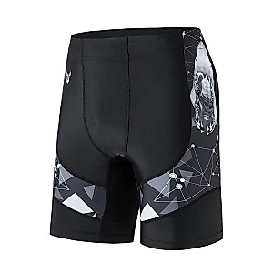 Men's Rash Guard Swim Shorts Compression Swimming Jammer Cool Dry Active Swimsuit Workout Shorts Sports Tights(Shark,L)