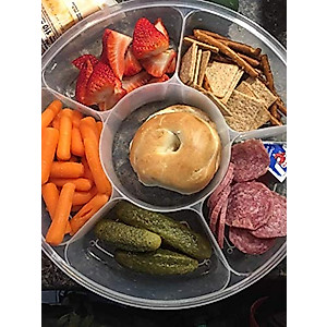 Zilpoo 2 Pack - Candy and Nut Serving Container, Appetizer Tray with Lid, 6 Compartment Round Plastic Food Storage Lunch Organizer, Divided Christmas Keto Snack Plate, Dish Platter w/Cover, 10-Inch