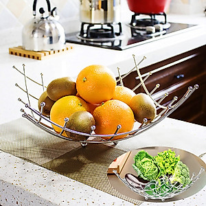 BAIOUDA Fruit Basket Silver Fruit Bowl Vegetable Storage Holder, Gold Living Room Desktop Fruit Bowl Creative Fashion Storage Basket For Kitchen Decoration (Silver)