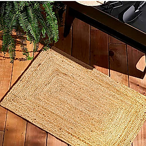 Rug 2x3',Rag Rugs,Jute Rug,Braided Rug,2x3 Rug,Jute Rugs,Jute Handloom Rug 2x3', Farmhouse Area Rugs, Natural Braided Doormat for Kitchen Entryway Pets Playing Rugs - Natural