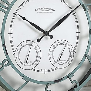 FirsTime & Co. Laguna Outdoor Wall Clock, 18", Aged Teal