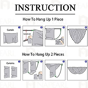 NAPEARL Swag Valance for Windows-Beige Organza Sheer Waterfall Valance, Elegant Beaded Valance Curtain for Bathroom, Kitchen, Small Windows (1 Valance, 57 x 37 Inch)