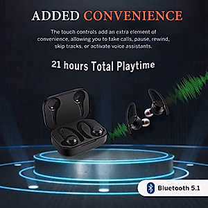 Santana Rumba by Carlos Wireless Sport Bluetooth Earbuds, Bluetooth Headphones IPX5 Waterproof, Hi-Fi HD Bass Stereo Sweatproof Earphones w/Mic Noise Cancelling Headset for Workouts, 21 HRS Playtime