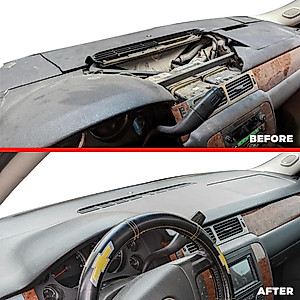 DashSkin USA American Made Dash Cover Cap Compatible with 07-14 Tahoe Suburban Yukon Avalanche - Easy Cracked Dash Fix - w/o Speaker Holes in Black (Fits Single Glovebox Silverado/Sierra ONLY)