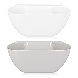Navaris Hanging Kitchen Waste Bins - Over-Cabinet Garbage Bowl Holder Trash Containers for Collecting Food Scraps and Compost from Counter - Set of 2