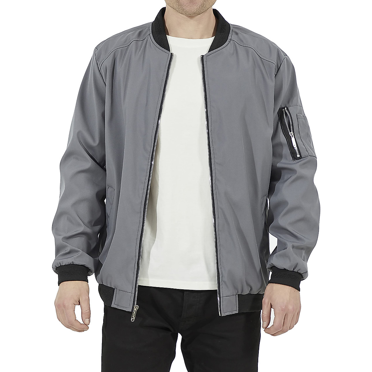 WULFUL Mens Casual Lightweight Jacket Softshell Flight Bomber Jacket Varsity Windbreaker