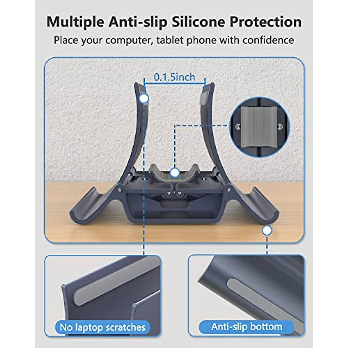 Vertical Laptop Stand, Alloy Laptop Holder Vertical Stand, Aluminum Alloy 3 in 1 Gravity Laptop Dock Stand Auto Locking,Fits MacBook/iPad/Surface/Chromebook/Gaming Laptops(Up to 17") (Space Gray)