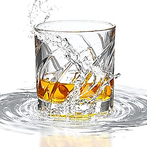PARACITY Spinning Whiskey Glasses Set of 2, Rotatable Old Fashioned Glasses, Cocktail Glasses, Rock Glasses, Bourbon Glasses for Bar, Party and Home, Whiskey Glasses Gift for Men, Husband, Boyfriend