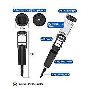 MUSCLE LIGHTING Solar Pathway Lights Bollard, 7 Color Changing/Warm White Landscape Path Light, Outdoor Waterproof Garden Light for Patio, Yard, Driveway, Pack of 6