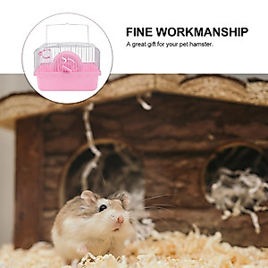 ULTECHNOVO Chinchilla Cage Hamster Carrier Guinea Pig Travel Cage with Wheel and Water Bottle- Small Animal Cage Small Devil Hamster Carry Cage Guinea Pig Toys Hamster Enclosure