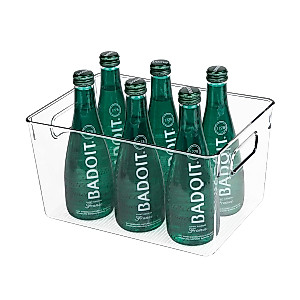 RedSodium Pantry Organization and Storage Container Bins for Kitchen, Laundry, Refrigerator, Freezer. Durable Heavy Duty Clear Plastic with Handles - 6 Pack