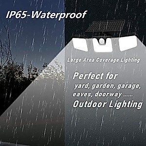 4PACK Solar Security Light Outdoor Solar Motion Sensor Light 500Lumen 74LED Solar Powered Security Flood Lighting with 3 Heads Wide Angle Illumination IP65 Waterproof for Outdoor Porch Yard Garage