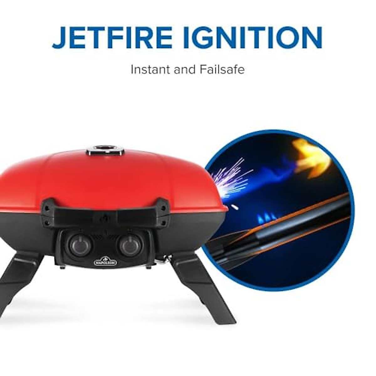 Napoleon - TravelQ 285 Portable Propane Gas Grill with Griddle, Red, 2 Burners, For Tailgating, Camping, And Small Outdoor Spaces