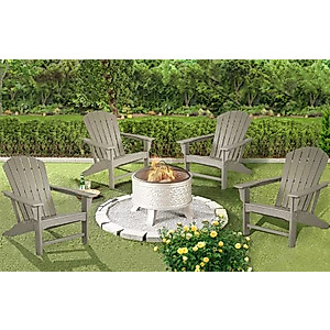 WENHAUS Adirondack Chair (Pack of 4), Fire Pit Chairs, Patio Outdoor Chairs, Plastic Resin Deck Chair, Painted Weather Resistant Lounge Lawn Chair (Brown)