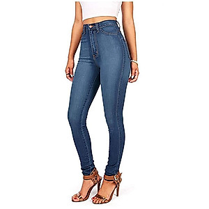 Andongnywell High Waisted-Rise Colored Stretch Skinny Jeans for Women (Light Blue,Medium)