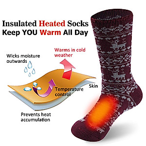 Sunew Heavy Thermal Socks, Arctic Cold Weather Outdoor Warm Thick Heated Trapping Skiers Hikers Boots Socks Womens, Winter Soft Indoor Fur Lining Vintage Sleeping Slipper Socks, 2 Pack Crimson Medium