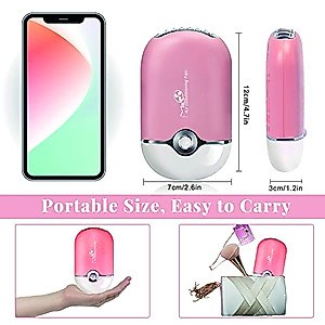 GreenLife® Eyelash dryer Bladeless Handheld Mini Cooling Fan Air Conditioning Blower for Eyelash Extension (Rose), USB Rechargeable Portable