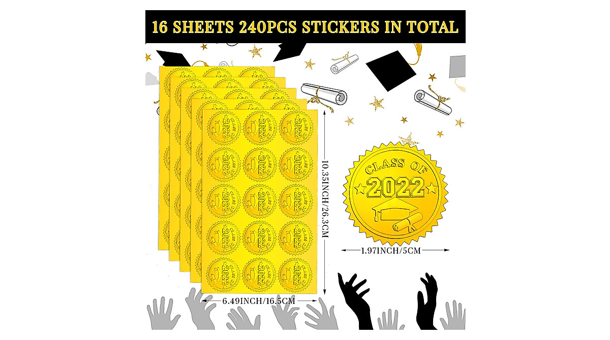 Gold Graduation Seals 240 Pcs for Class of 2022 - Perfect Diploma Decor