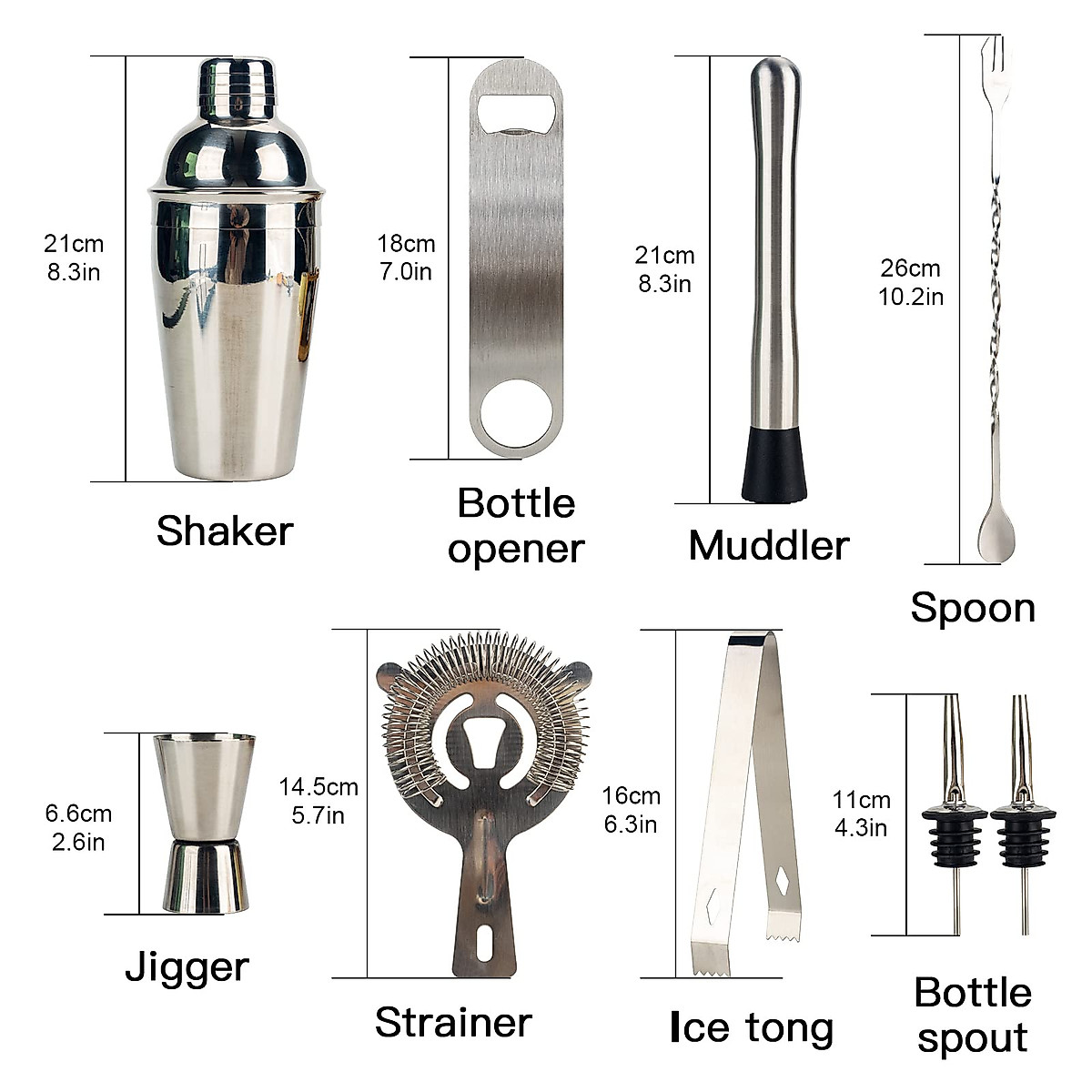 Cocktail Shaker Set Bartender Kit - 10-Piece Bar Tool Set with Bamboo Stand for Drink Mixing, Perfect Drink Mixer for Cocktail Bartending Kit for Bar, Home, Lounge & Party