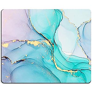 Armanza Mouse Pad, Cyan Blue Marble Mouse Pad, Washable Square Cloth Mousepad for Office Laptop, Non-Slip Rubber Base Mouse Pads for Wireless Mouse, Computer Mouse Pads for Desk