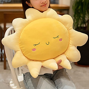 JOSON Sun Shaped Pillow Cute Sun seat Cushion Chair Cushion, Soft Plush Toy Pillow, Used for Home Decoration Children's and Girls' Birthday Gifts (17.8 inch Yellow)