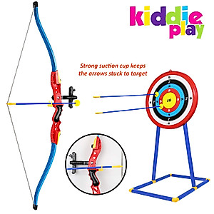 Kiddie Play Bow and Arrow for Kids Toy Archery Set with Target and Quiver Kids Toys Age 5, 6, 7, 8, 9 Years Old Boys and Girls