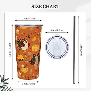 Thanksgiving Turkey 20oz Insulated Stainless Steel Tumbler With Lids And Straws Stainless Steel Double Wall Vacuum Insulated Travel Coffee Mug Leak-Proof Lid & Flip Lid For Hot And Cold Drinks