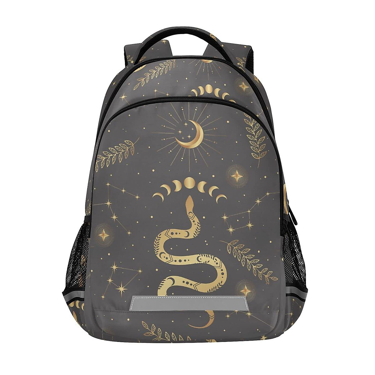 NFMILI Golden Snake Moon Kids Backpack Lightweight Middle School Elementary Bookbags for Boys Girls School Bag with Chest Strap 11.6 X 6.9 X 16.7 in