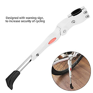 Adjustable Bike Kickstand Aluminum Alloy Cycling Bicycle Kick Stand Rear Side NonSlip Stand Fits for 16 20 24 26 Mountain Bike/Road Bike/Folding Bikes (White)(White) raleigh scout kickstand