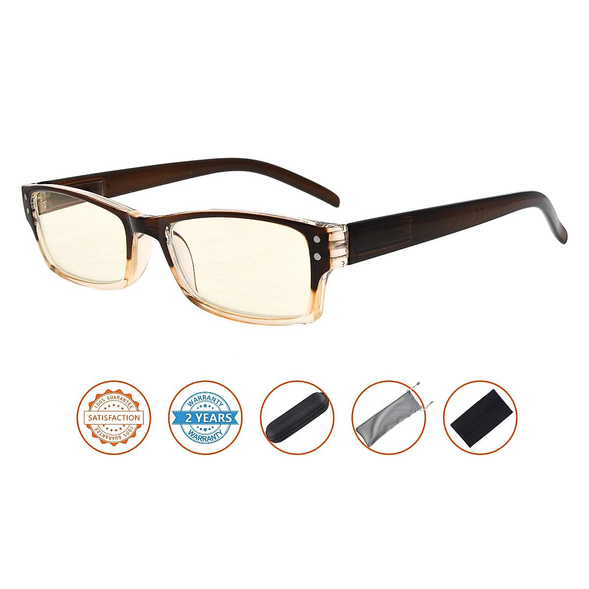 CessBlu Anti Blue Rays Eyeglasses Computer Reading Glasses(Brown-Clear) +3.50