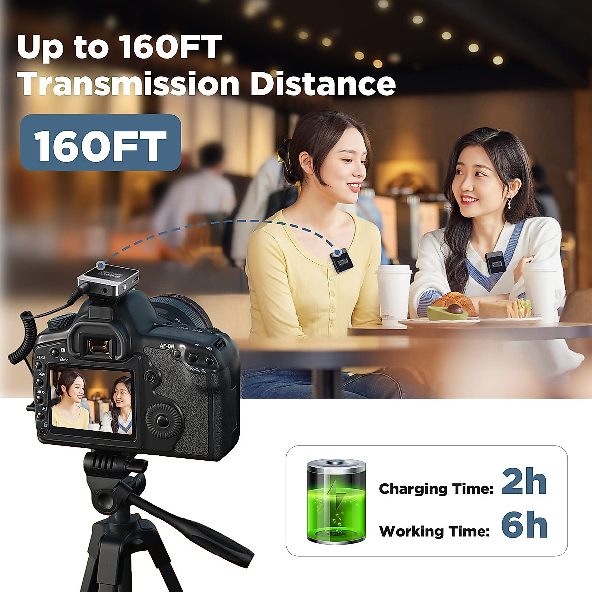 GODOX MoveLink M2 Wireless Lavalier Microphone System, 2.4GHz Dual Channel Lapel Mic with Charging Case for DSLR Cameras Smartphones for YouTube Interview Video Recording Vlogging Live Streaming